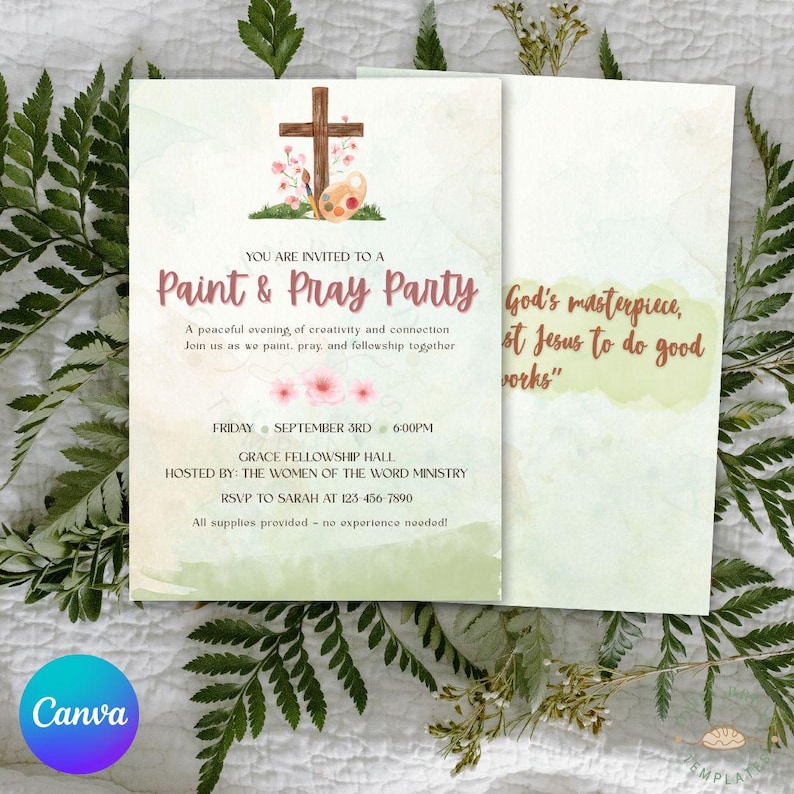 Paint and Pray Party Invitation: Christian Women's Ministry Event ...