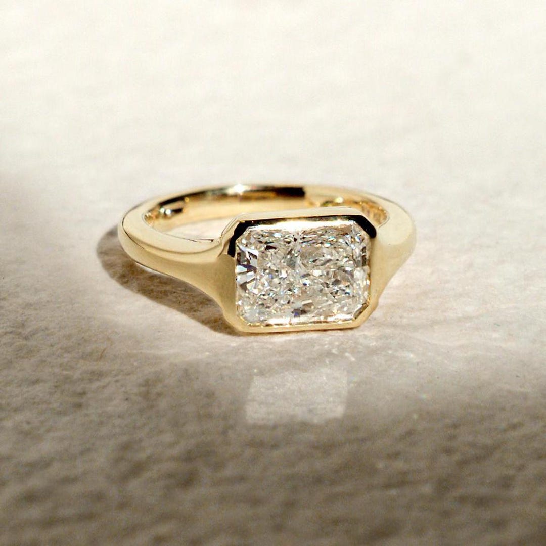 Horizontal Radiant Bezel Solitaire Lab Grown Diamond Ring | IGI ...