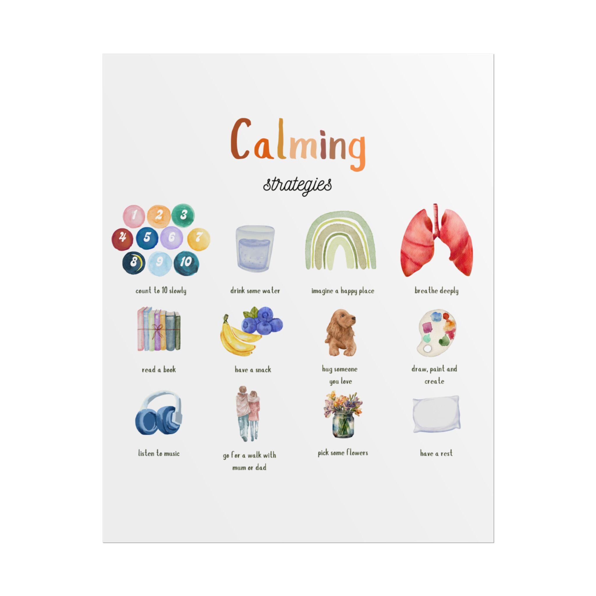 Calming Strategies Rolled Poster, Mindfulness Wall Art, Stress Relief ...