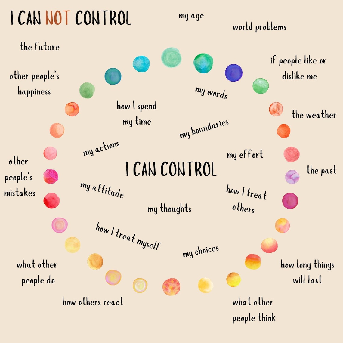 Circle of Control – What I Can and Cannot Control Poster- Positive ...