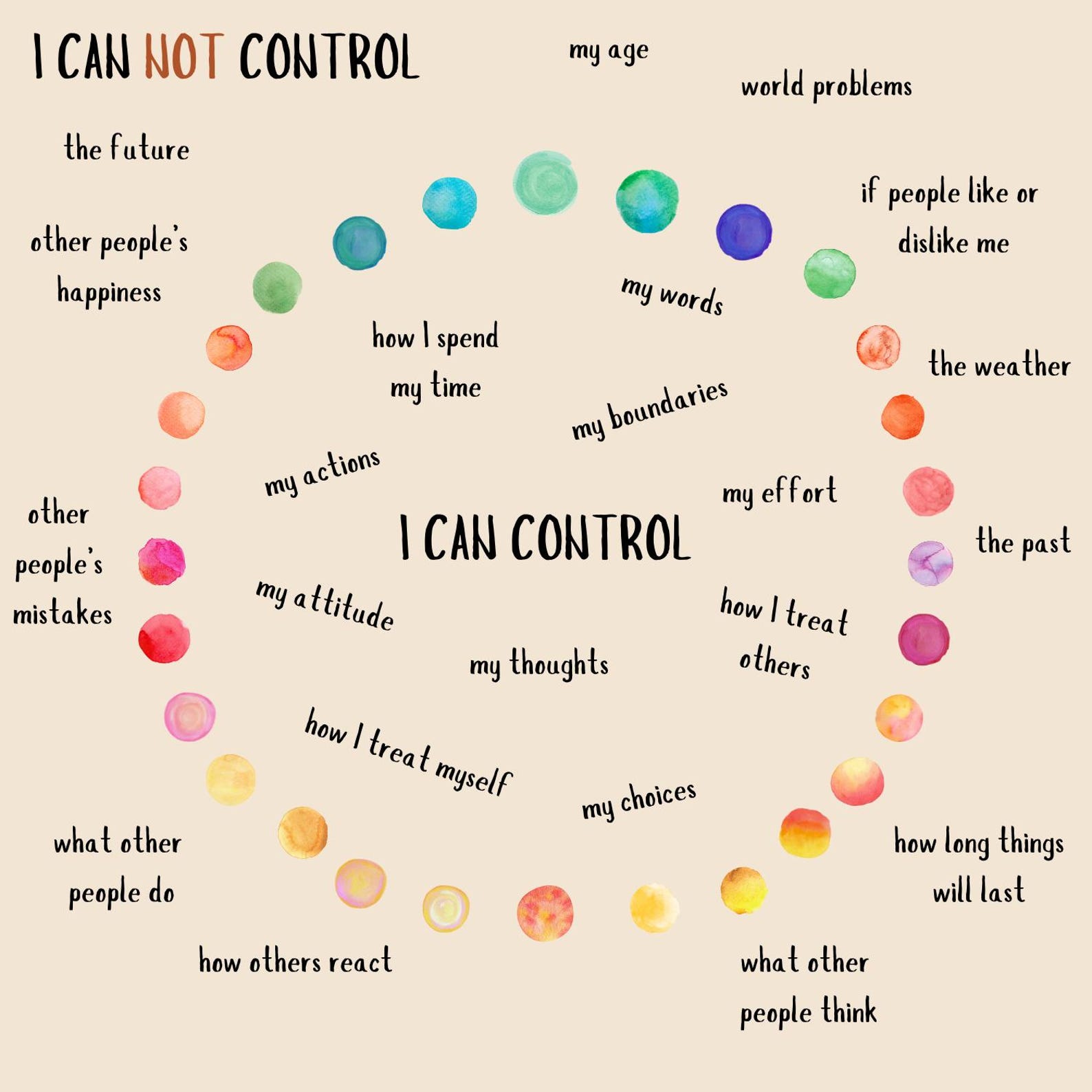 Circle of Control – What I Can and Cannot Control Poster- Positive ...
