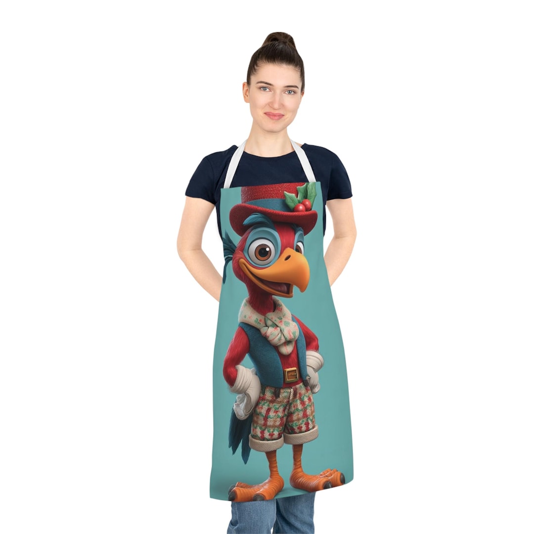 Cartoon Parrot Chef Apron | Colorful Bird Character Cooking Apron - Etsy