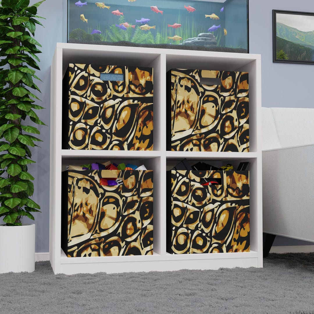 Abstract Ocher Pattern Felt Storage Box | Modern Geometric Fabric Bin ...