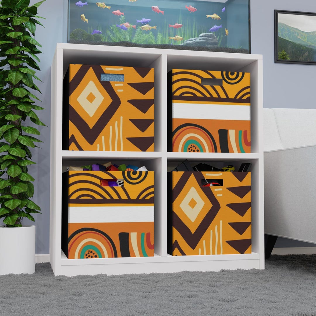 Retro Geometric Pattern Felt Storage Box | Mid Century Circles ...