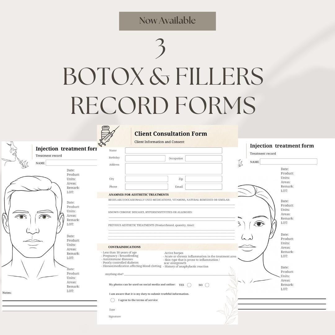 Botox & Fillers Form, Treaments Record Forms - Etsy