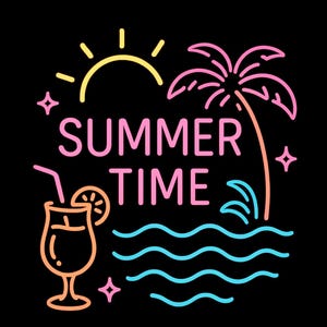 Neon Summer Time PNG | Cute Flashy Beach Vibes Design for Women ...