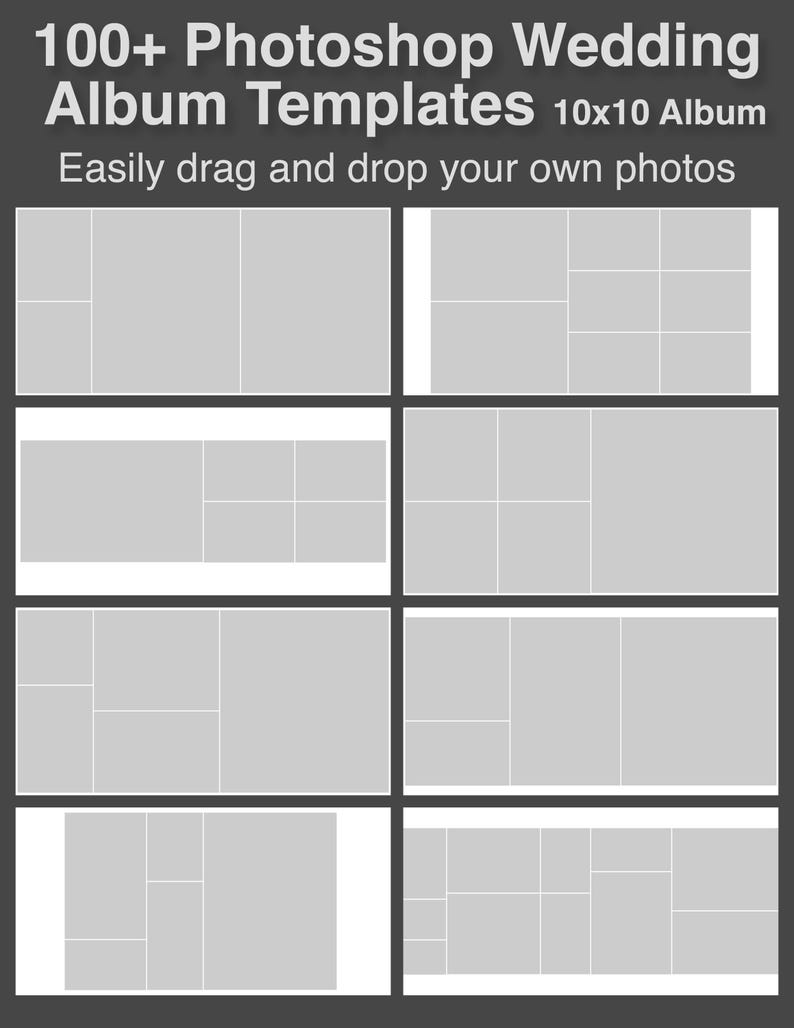 100+ Wedding Album Photoshop Templates – Drag & Drop Frames (10x10) - Etsy