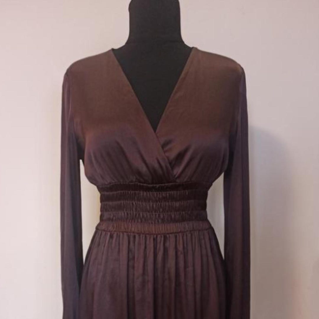 Carla G Elegant brown Satin Mini Dress Size 44 - Etsy