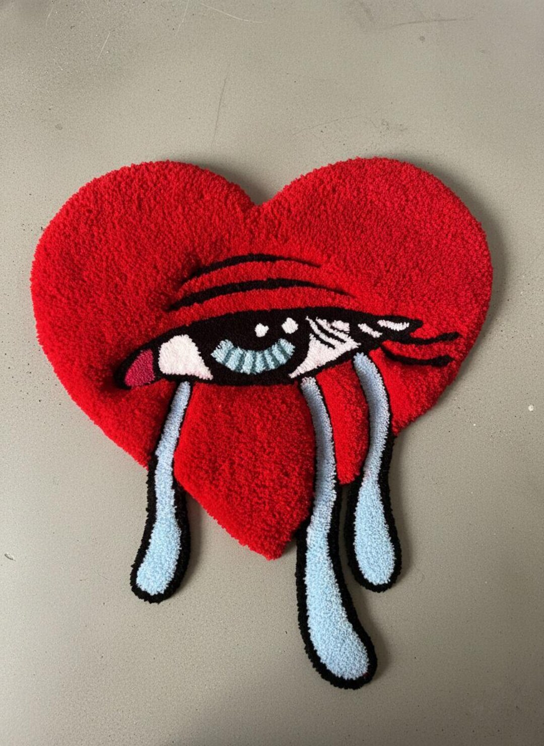 Handmade Tufted Crying Heart Rug – Surrealist Fiber Art Decor - Etsy