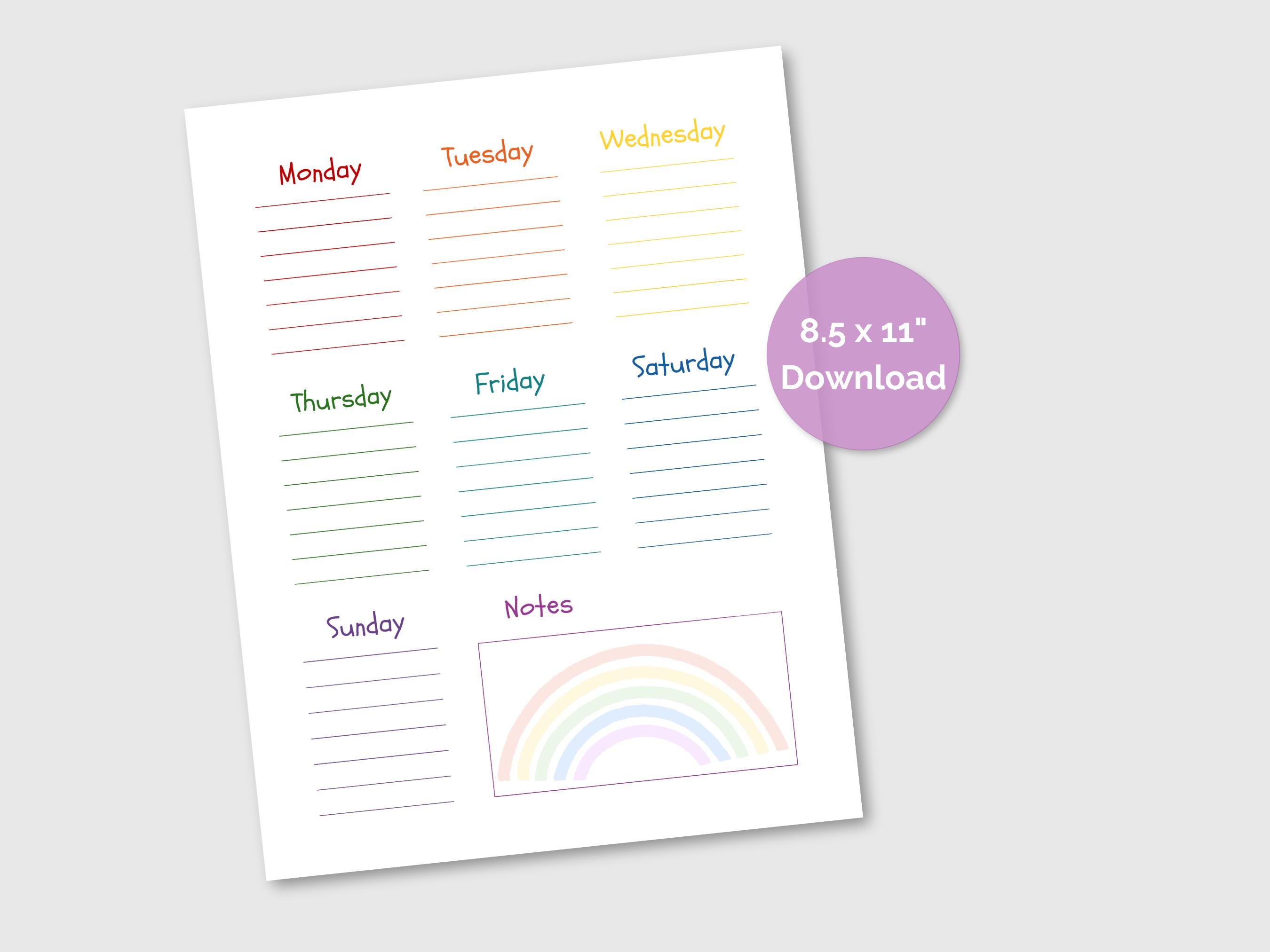 PRINTABLE Weekly Planner in Boho Rainbow One-page Design, Weekly ...