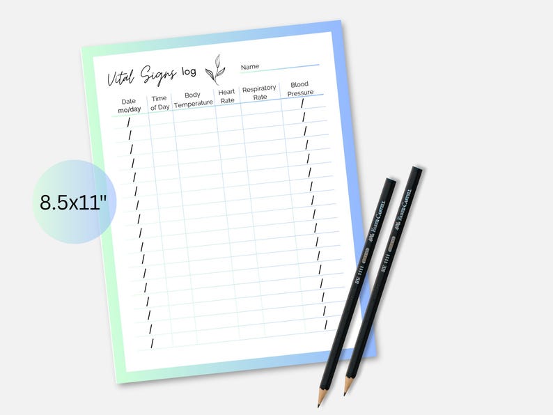Vital Signs PRINTABLE Tracker, 4 Main Vital Signs Tracker, Blood ...