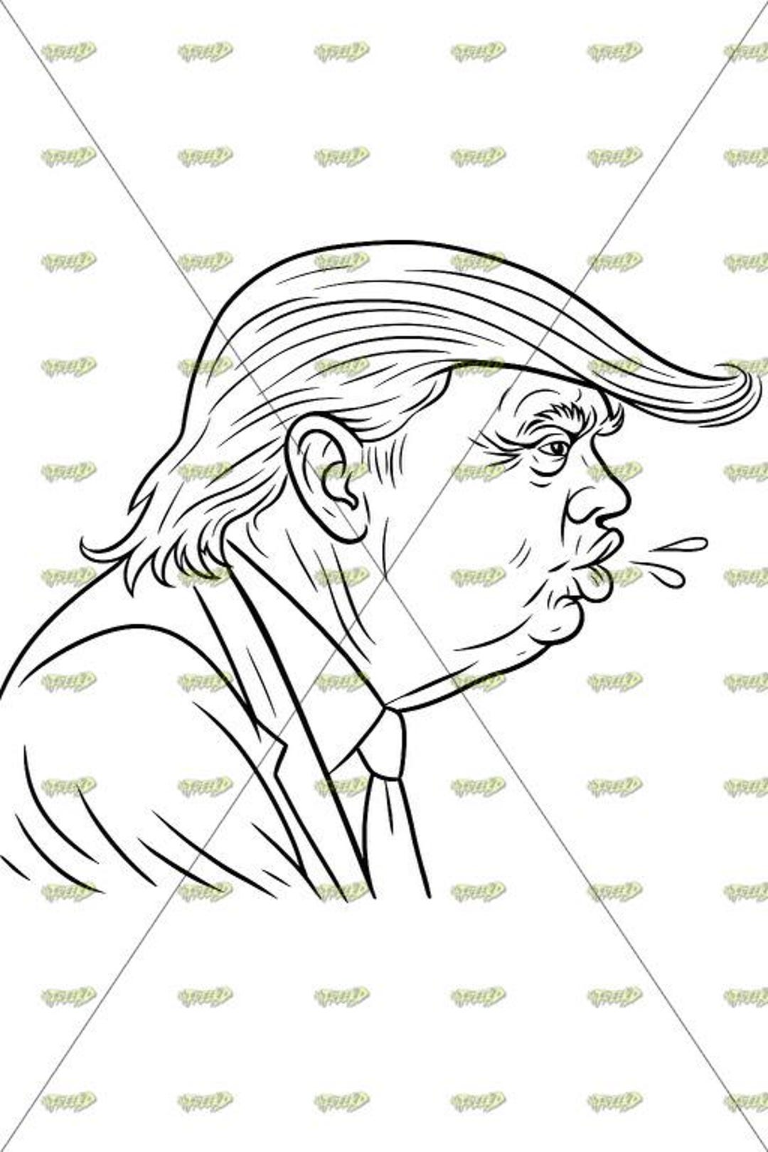 SPIT DONALD - Canvas Printable/ Pre Drawn Outline Canvas/ DIY Canvas ...