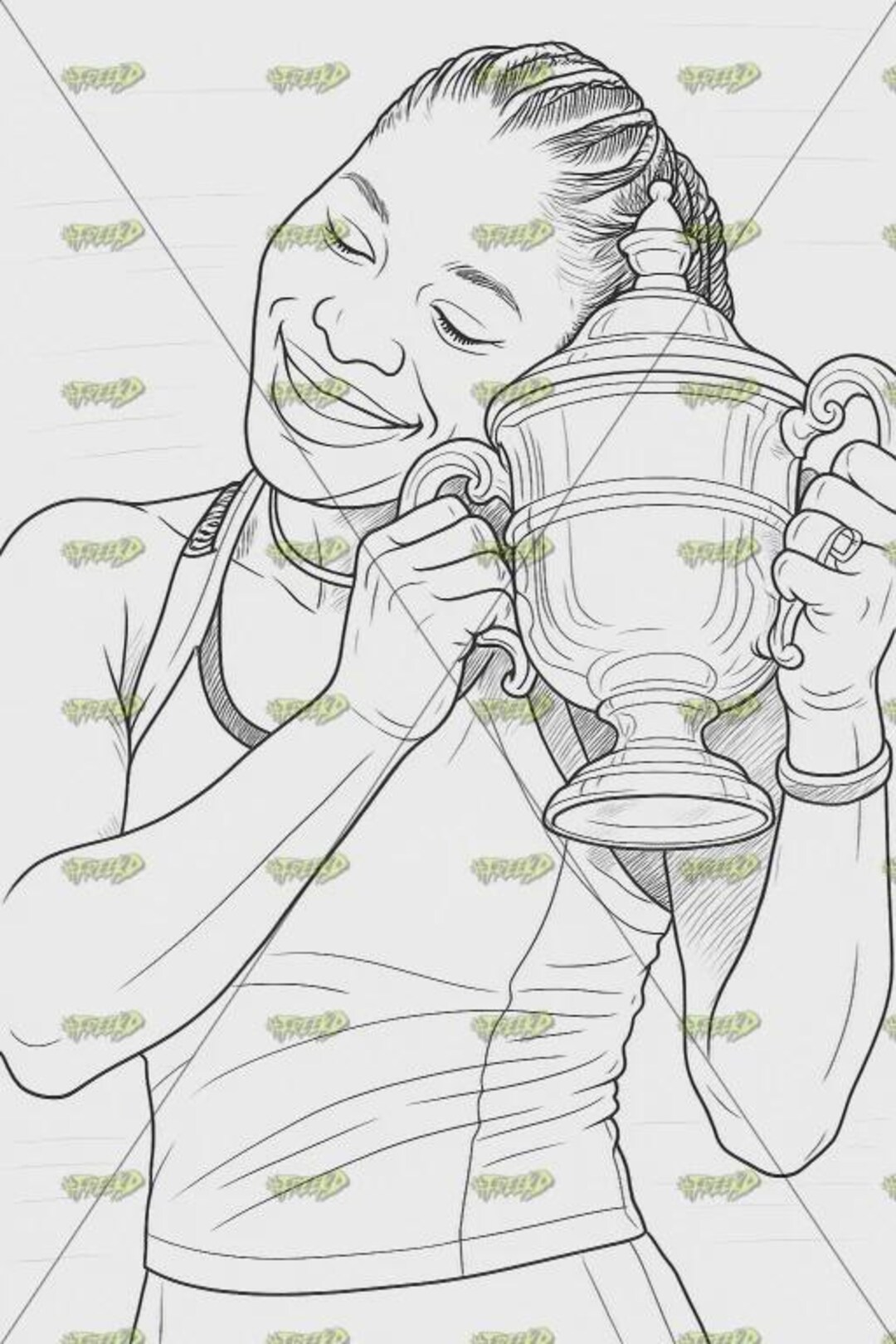 SERENA WILLIAMS - Canvas Printable/ Pre Drawn Outline Canvas/ DIY ...