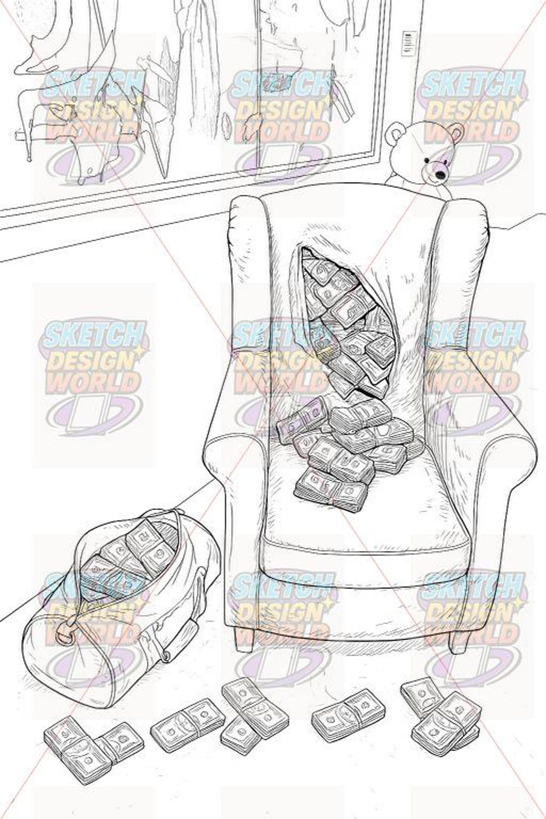 SOFA STASH - Canvas Printable/ Pre Drawn Outline Canvas/ DIY Canvas ...