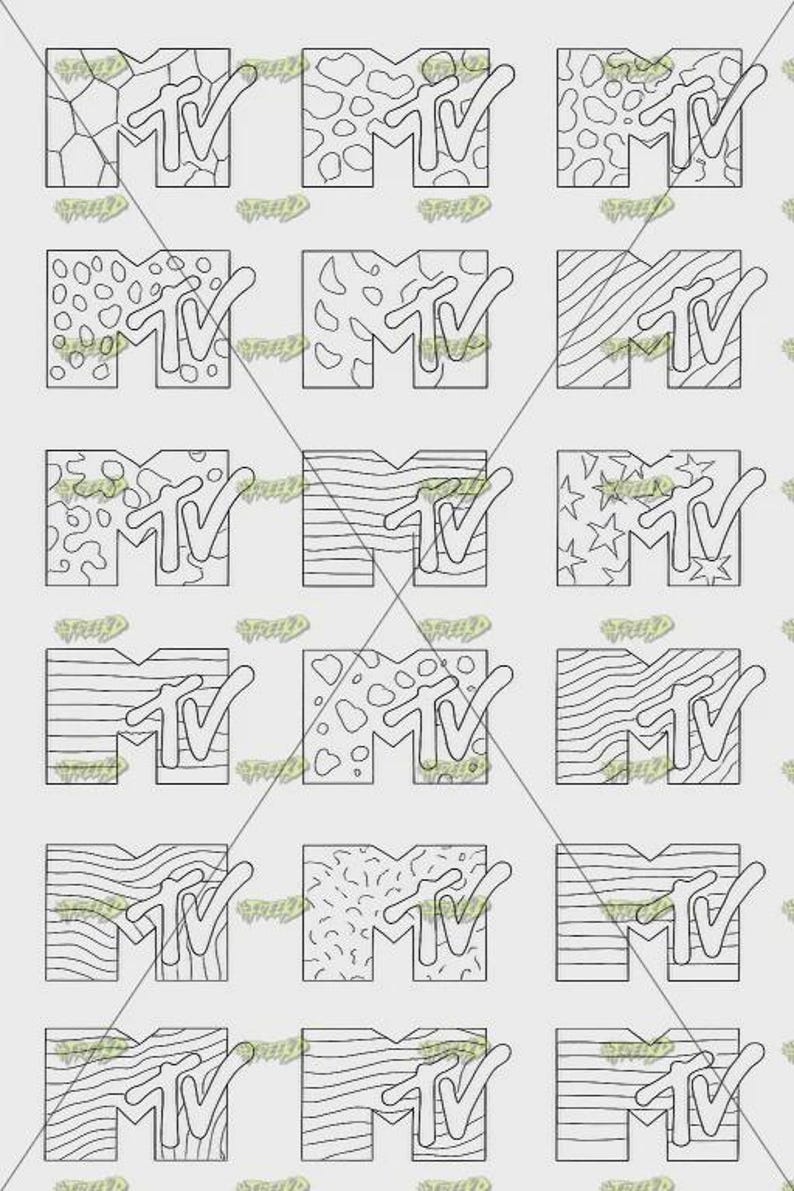 MTV - Canvas Printable/ Pre Drawn Outline Canvas/ DIY Canvas/ Party ...
