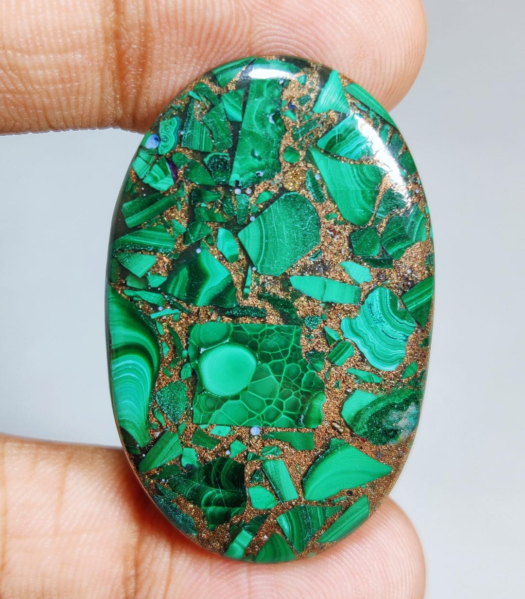 Malachite Copper Natural Oval Shape Cabochon Loose Gemstone for Making ...