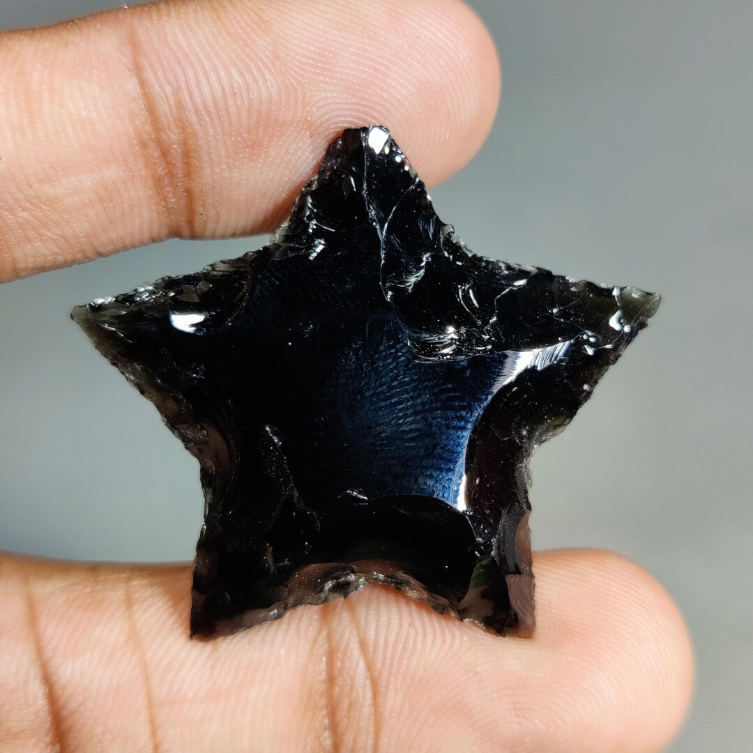Black Obsidian Crescent Star Shape Gemstone,obsidian Crescent Star ...