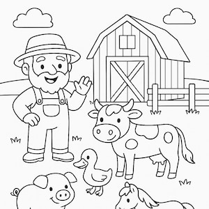 Old Macdonald Farm Animal Coloring - Printable Pages - Etsy