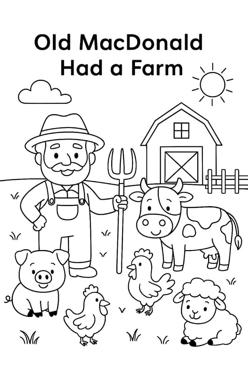 Old Macdonald Farm Animal Coloring - Printable Pages - Etsy