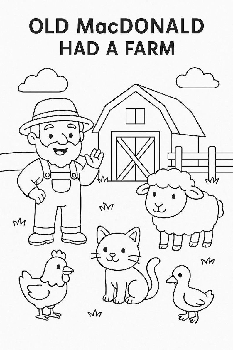 Old Macdonald Farm Animal Coloring - Printable Pages - Etsy