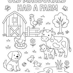 Old Macdonald Farm Animal Coloring - Printable Pages - Etsy