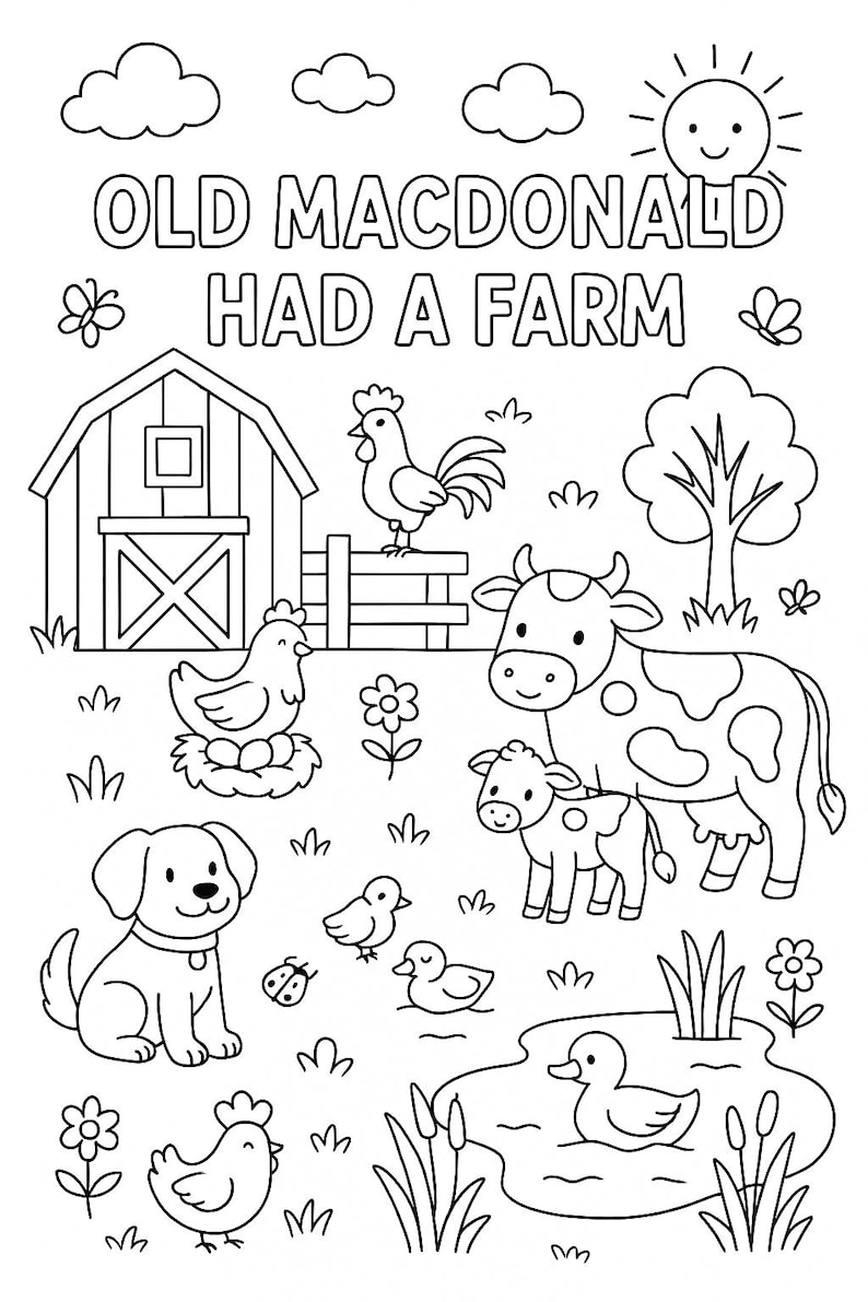 Old Macdonald Farm Animal Coloring - Printable Pages - Etsy