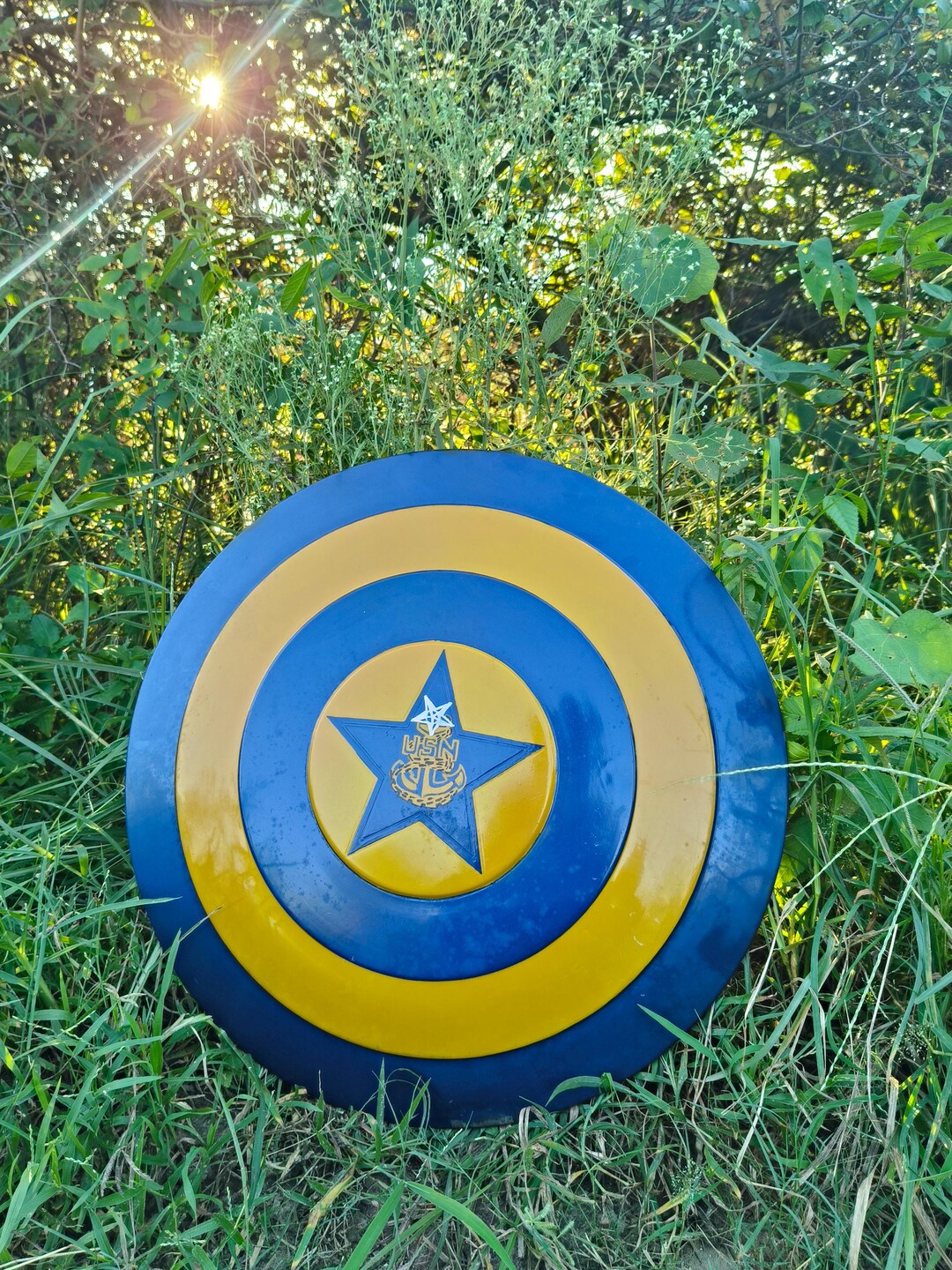 Superhero Shield – Blue & Gold Cosplay Shield, Captain Shield Prop ...