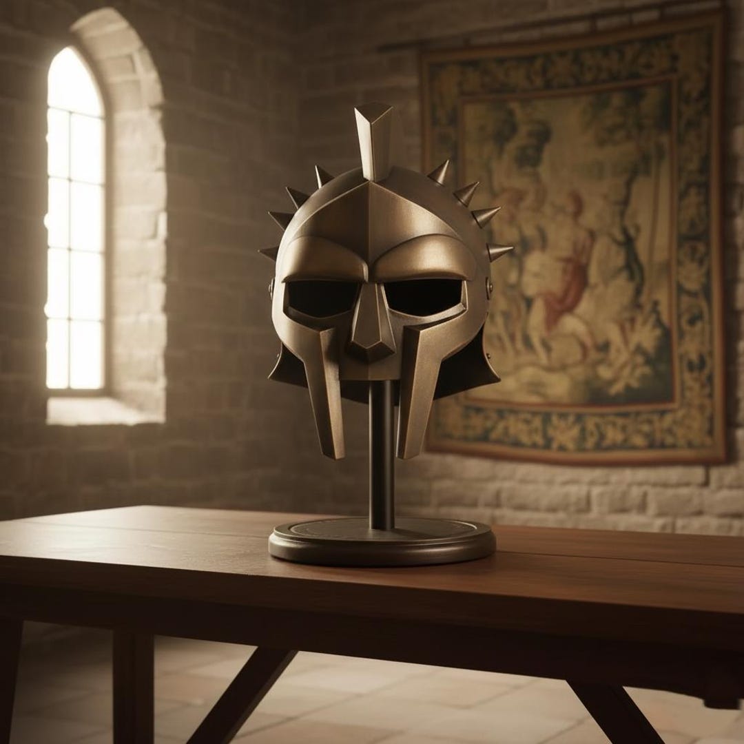 Maximus Gladiator Helmet, Authentic Steel Roman Armor, Handmade Cosplay ...