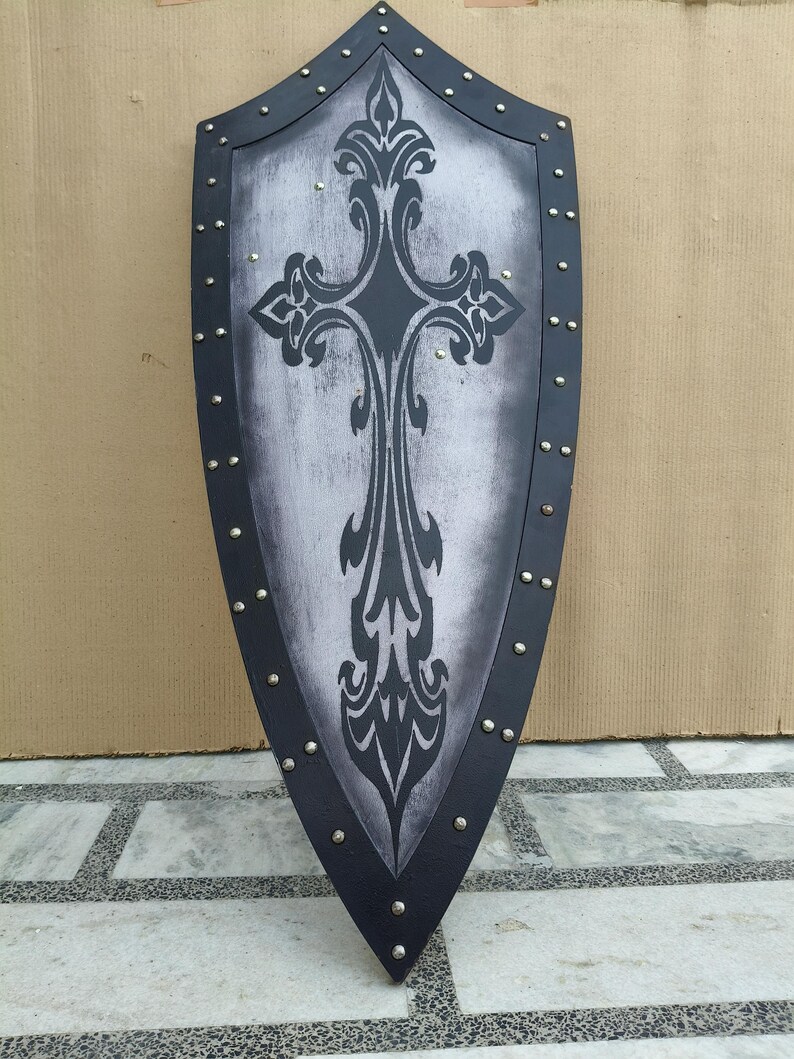 Templar Shield – Medieval Knight Wooden Heater Shield With Crusader ...