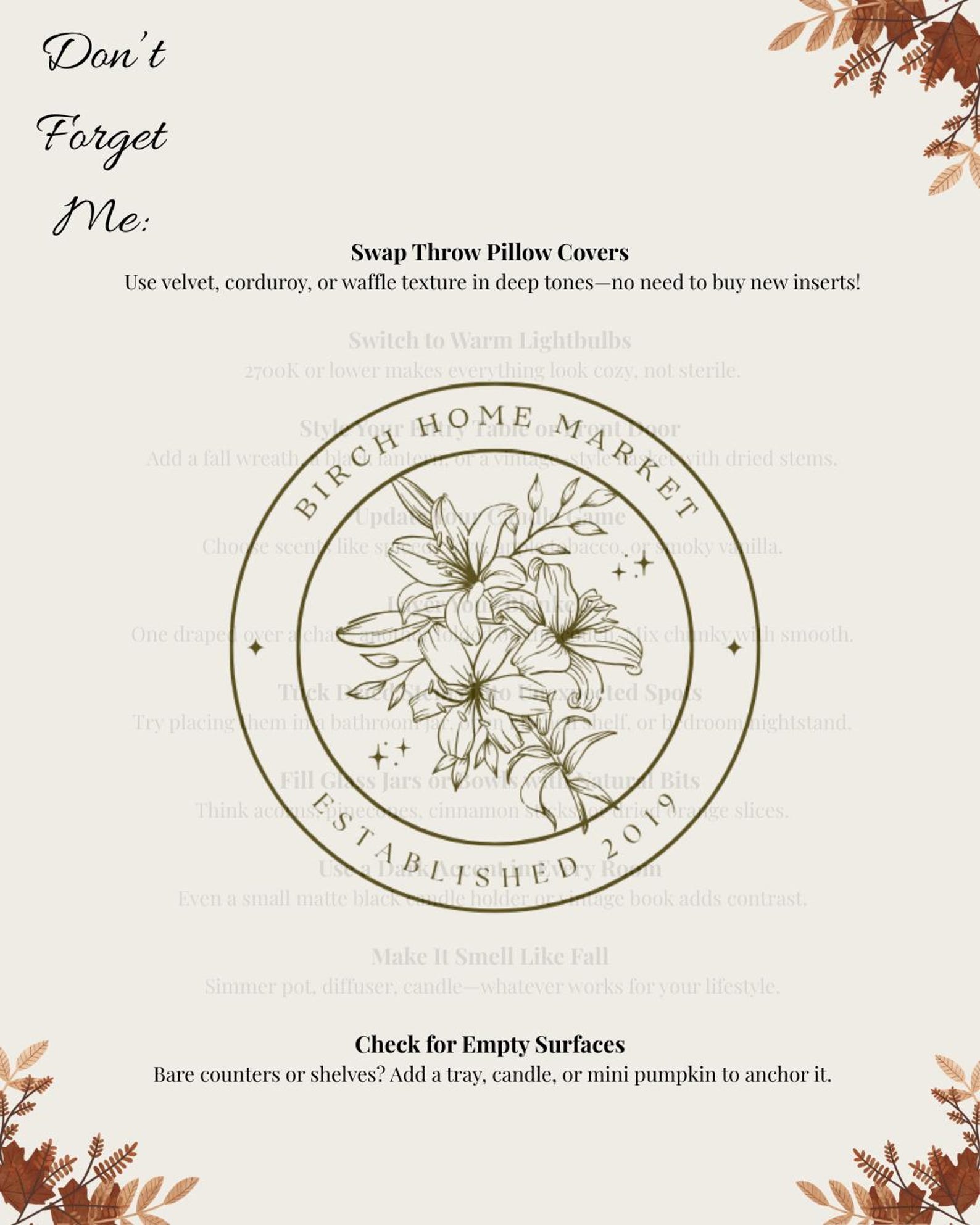 Moody Fall Decor Kit: Cozy Autumn Home Styling Guide (printable PDF ...