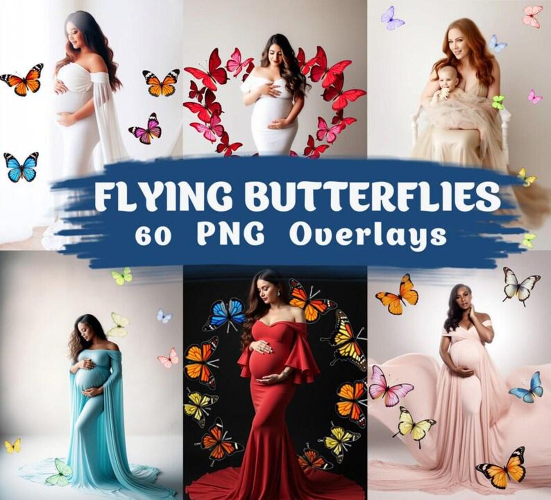 60 Butterfly Overlays PNG – Flying Butterflies for Photoshop & Portrait ...
