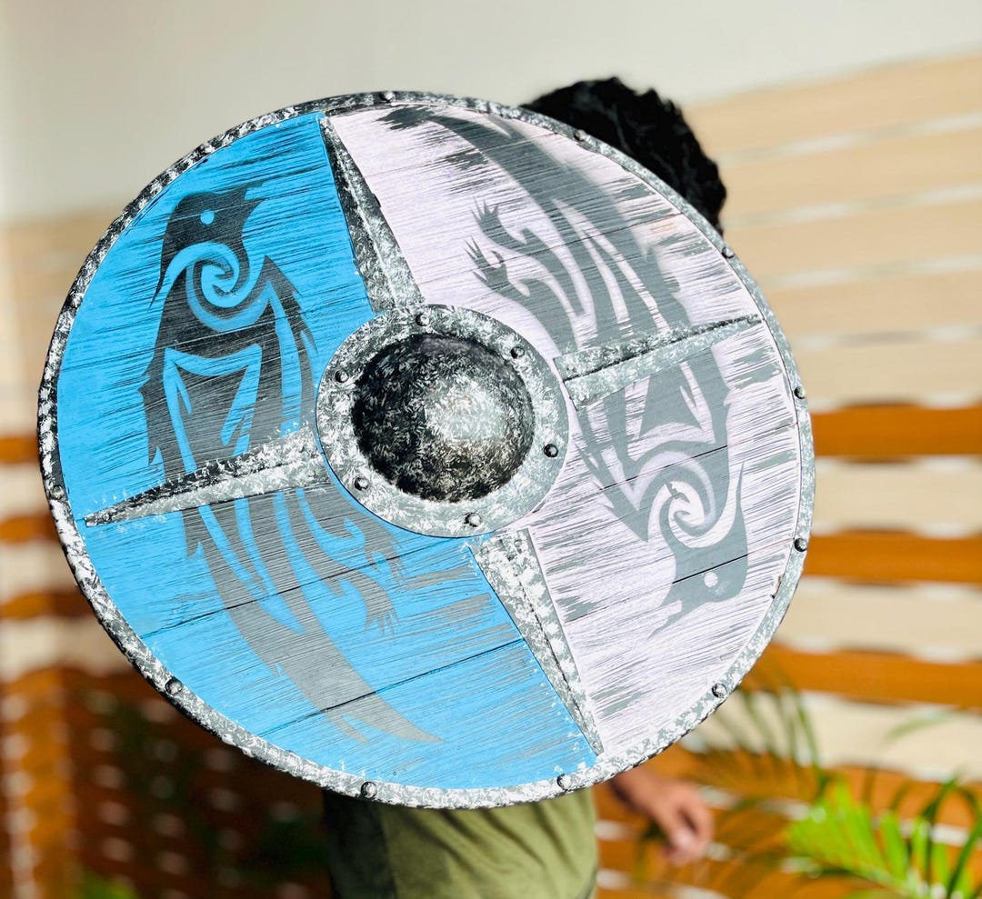 Black Crow Viking Shield: 24-inch Medieval Norse Wall Decor - Etsy