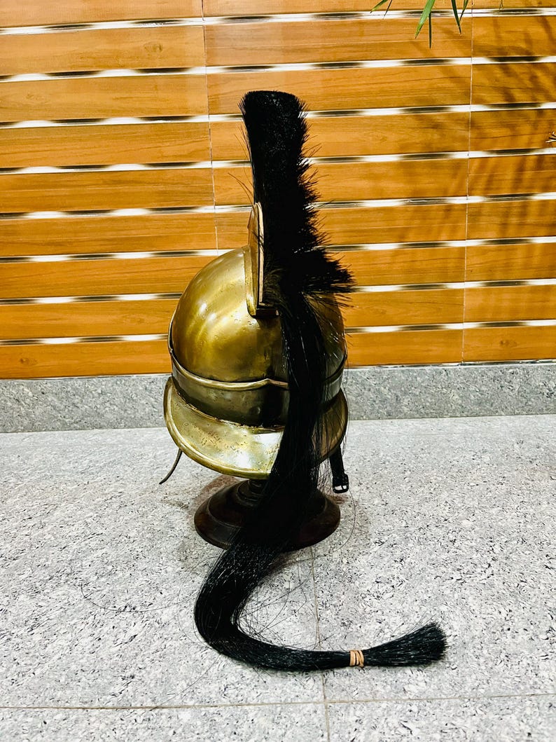 Spartan Corinthian Helmet With Horsehair Crest Handmade Greek Warrior ...