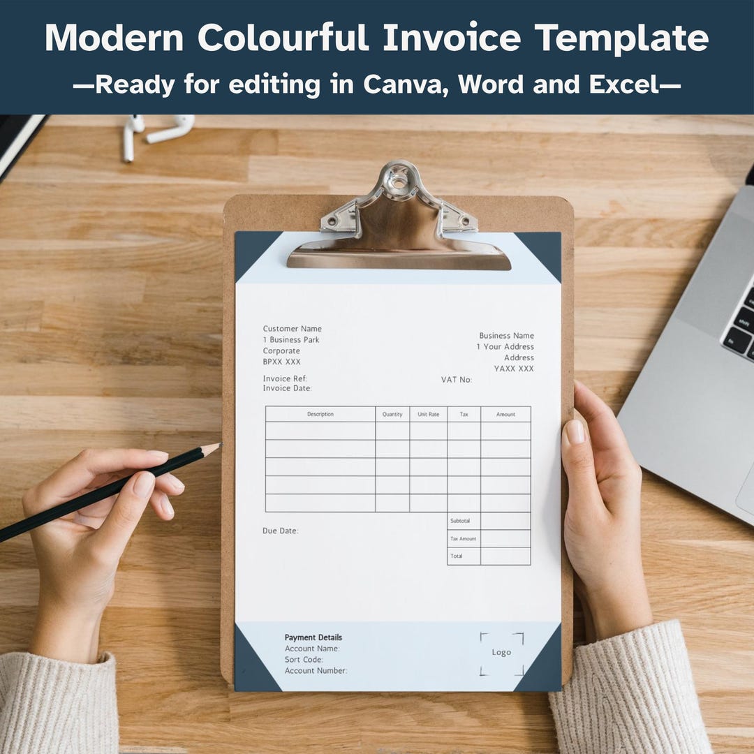 Modern Invoice Template | Editable Small Business Invoice | Sleek ...