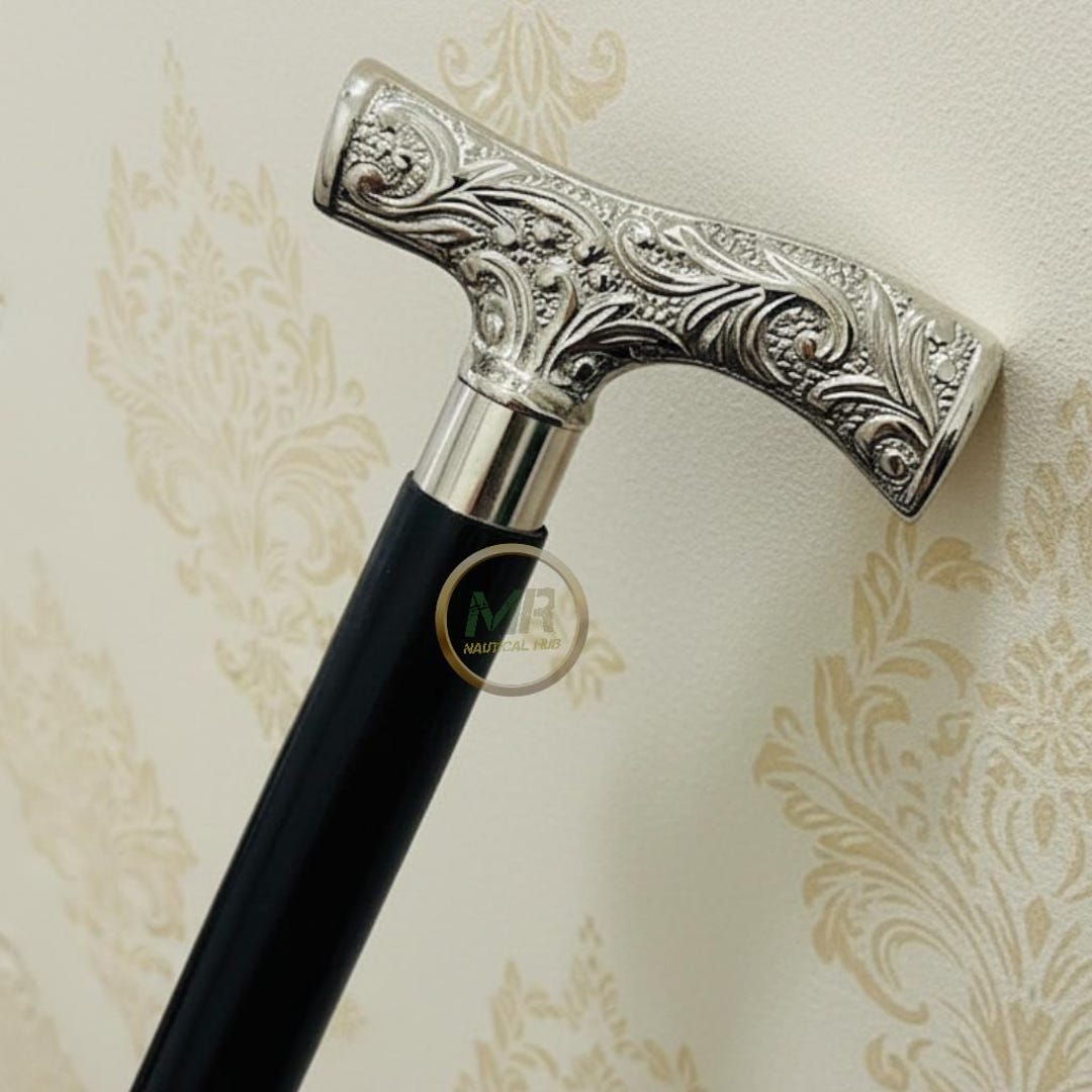 Persnalized Brass Handle Walking Stick – Wooden Cane, Three-fold Stick ...