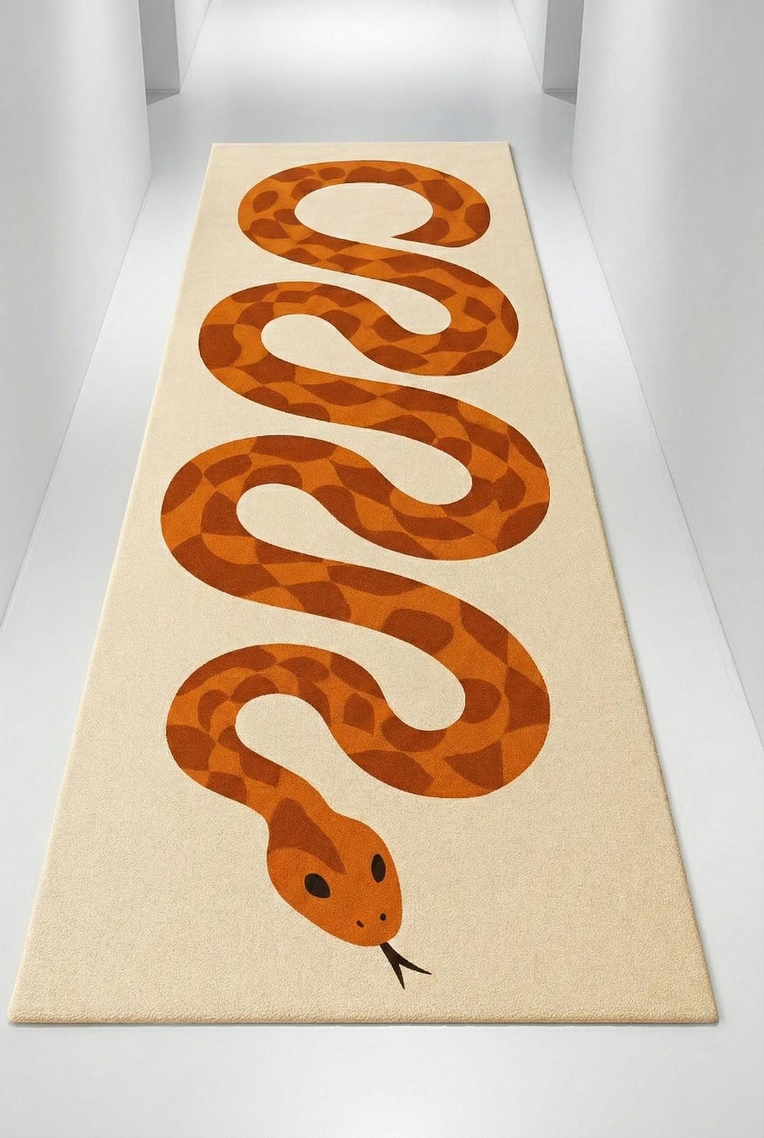 Orange Snake Pattern Rug, Retro Modern Runner - Etsy