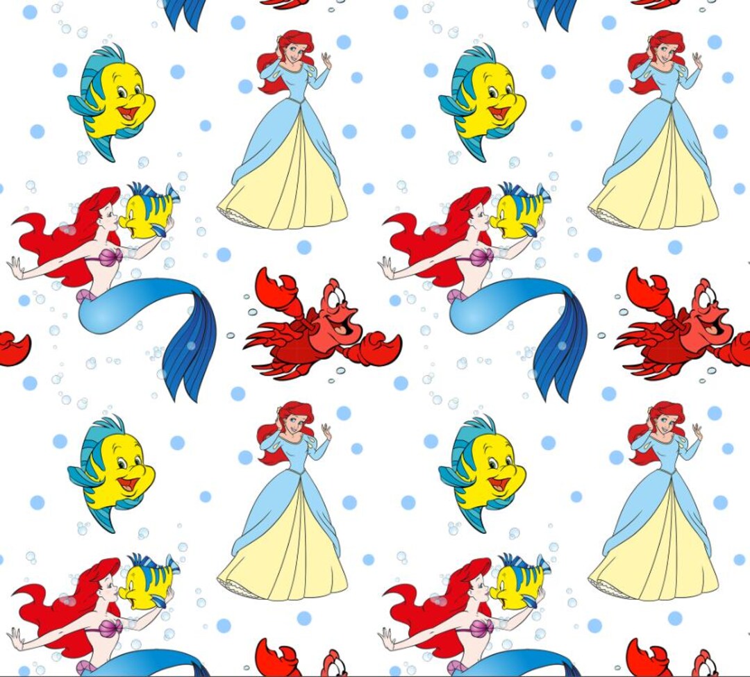 100% Cotton Mermaid Princess Fabric, Sold by Half Yard, Multiple Sizes ...