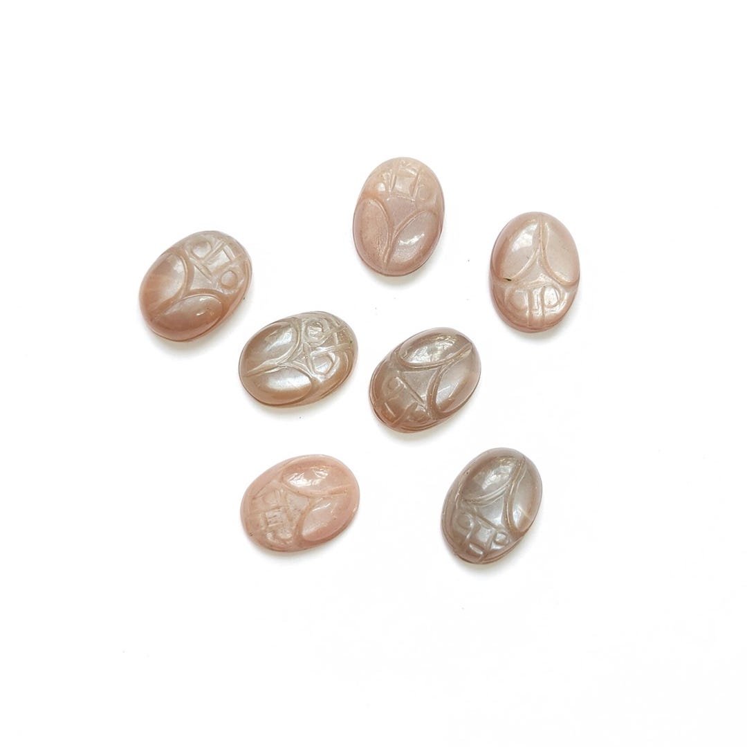 Sun Moon Stone Scarab Carving, Oval Gemstone Bead (12x16 Mm) - Etsy