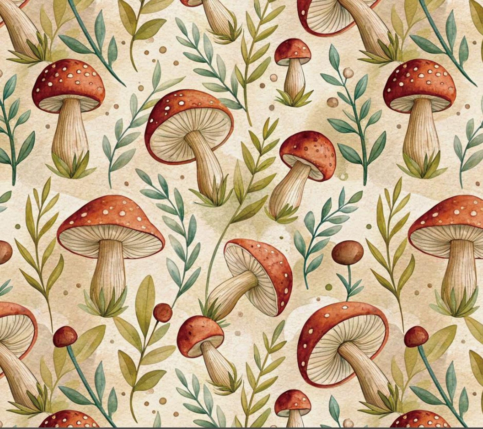 Cottagecore Mushrooms 100% Pure Cotton Fabric-mushroom Fabric-sold by ...