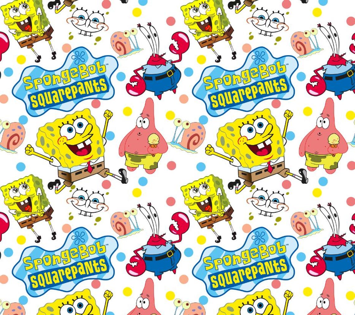 Funny Spongebob Squarepants Fabric 100% Pure Cotton Fabric-spongebob ...