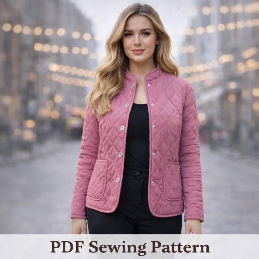 Quilted Jacket Sewing Pattern | Beginner Friendly Modern Button Jacket Instant Download | Sewing ...