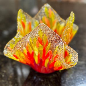 Fire Votive/candle Holder/ Vase, 4.75”X 5.25” Fused Glass - Etsy