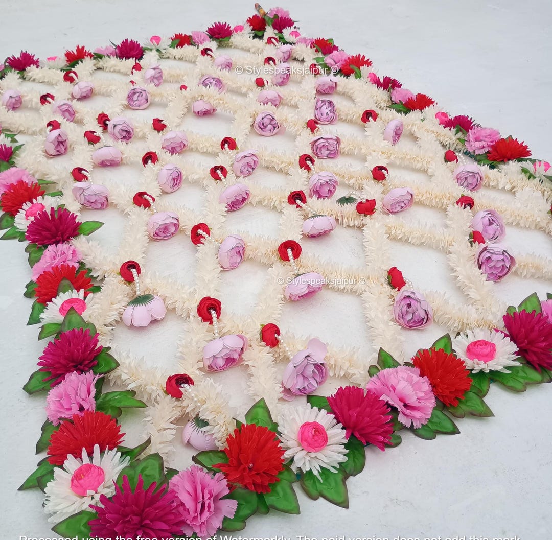 Custom Peony Flower Bridal Entry Chaadar, Jasmine Leaf Canopy, Handmade ...