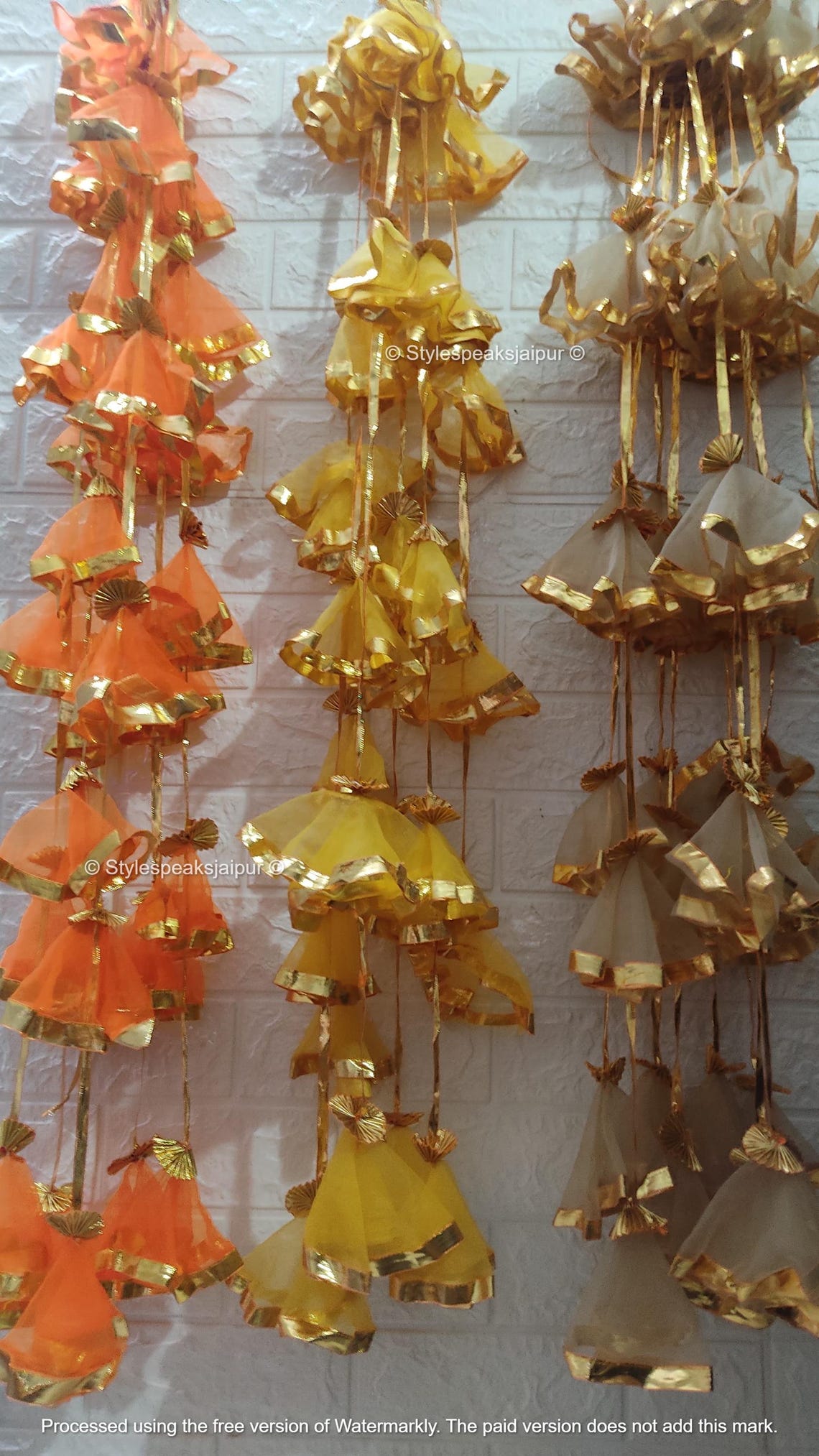 Net Gota Frill Garlands – Mehndi Haldi Decor –yellow & Pink, Orange ...