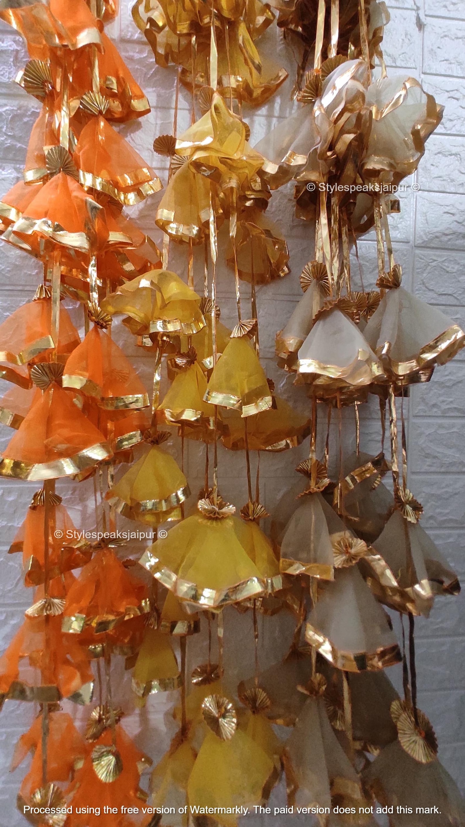 Net Gota Frill Garlands – Mehndi Haldi Decor –yellow & Pink, Orange ...