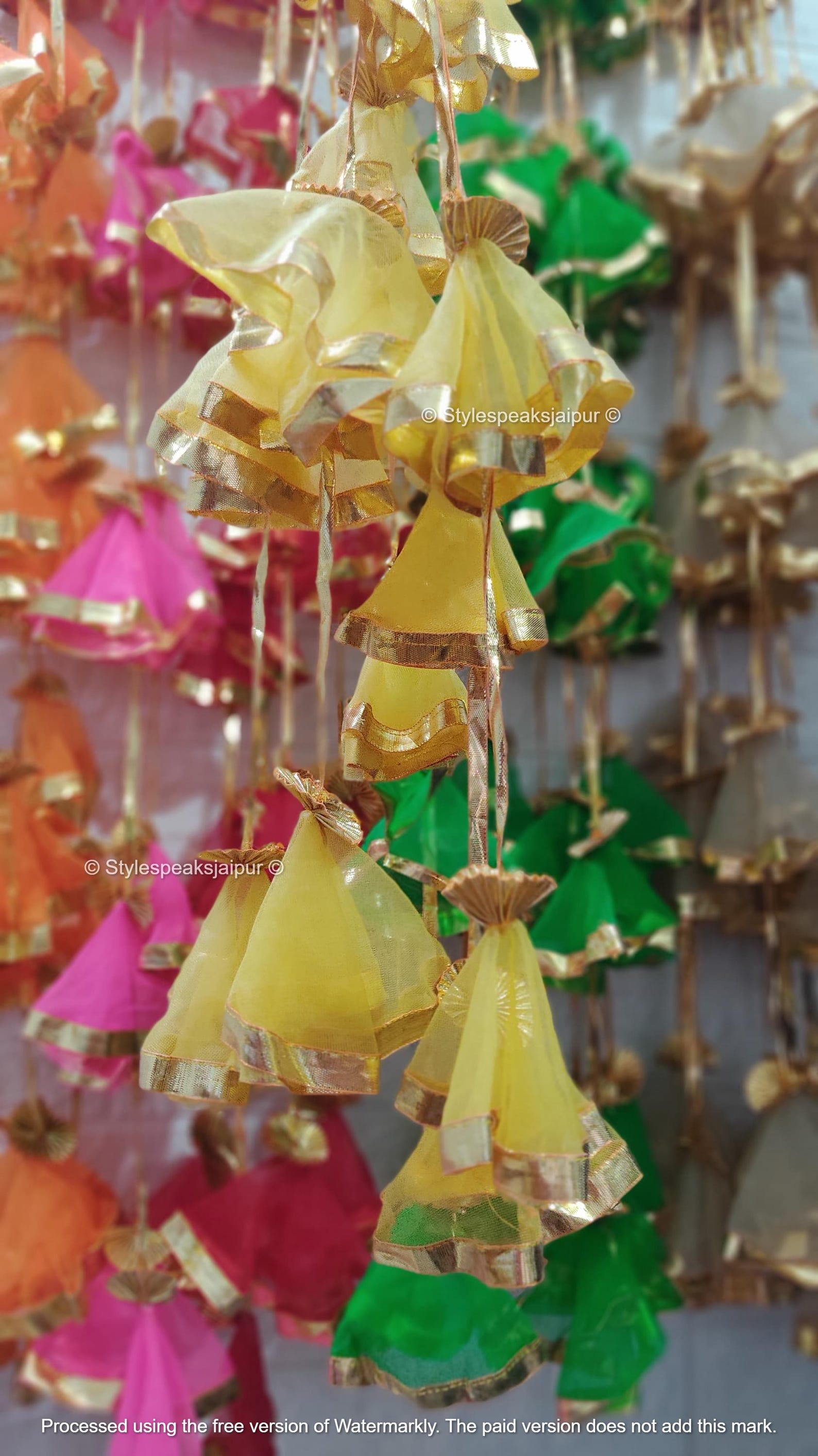 Net Gota Frill Garlands – Mehndi Haldi Decor –yellow & Pink, Orange ...