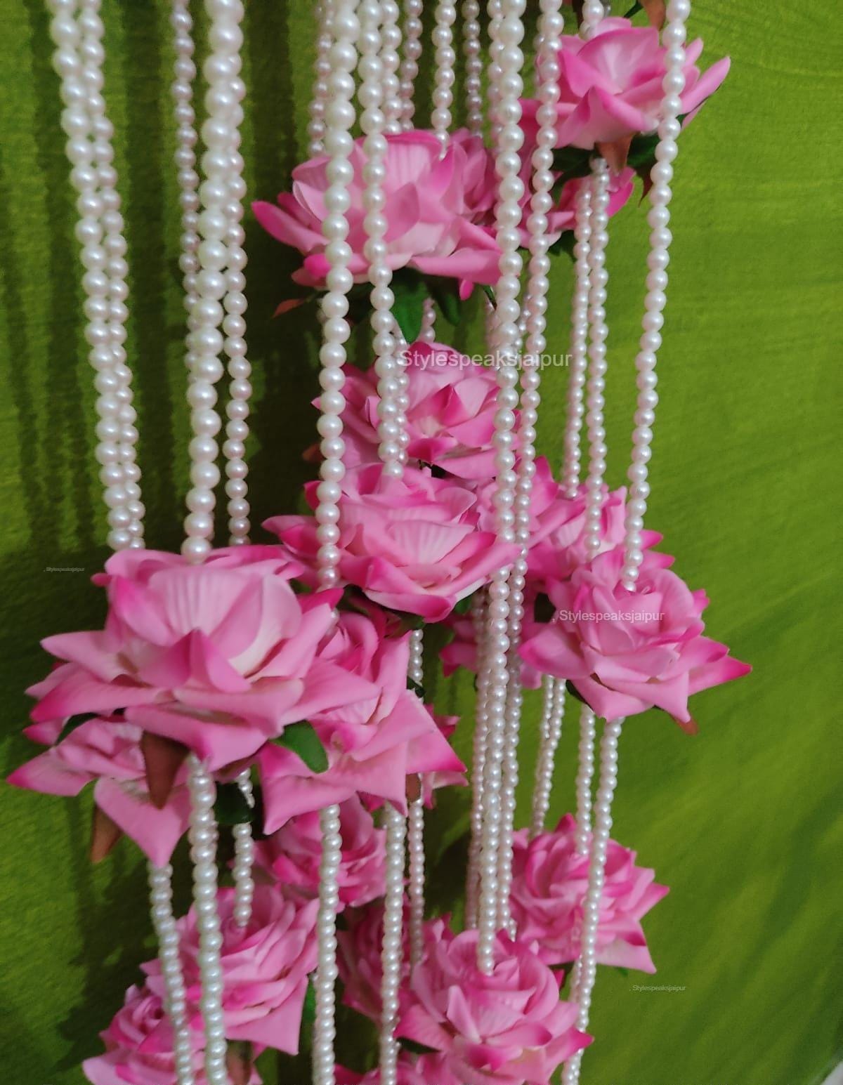 Decoative 6 Feet Rose Flower Pearl Garlands for Indian Wedding ...
