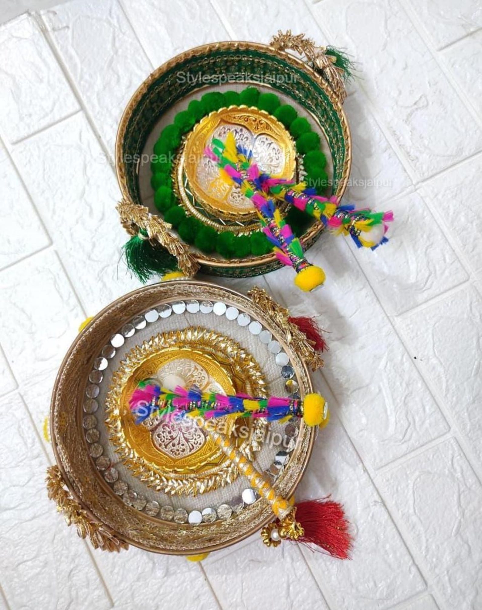 Haldi and Mehndi Ceremony Platter Set, Wedding Decor Tray Combo With ...