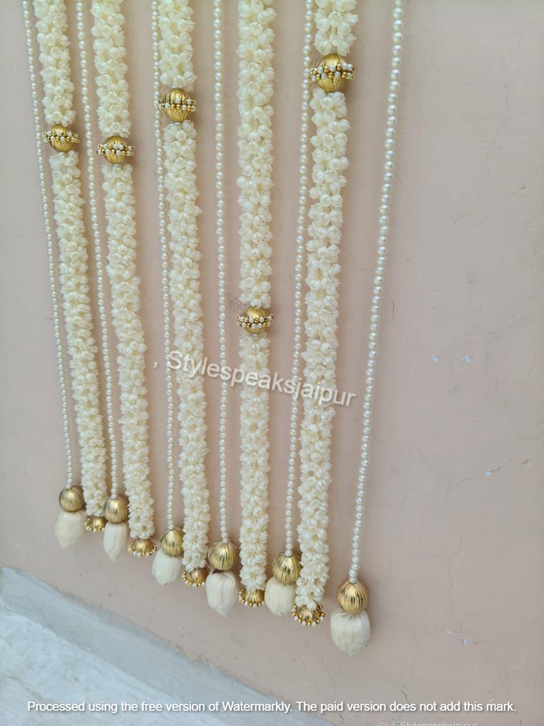 Mogra Pearl and Solawood Lotus Garland Set White Floral Ladi for ...