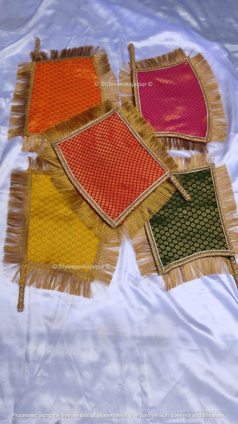 Luxury Brocade Hand Fans for Mehndi & Wedding Decor, Handmade Pakhi ...